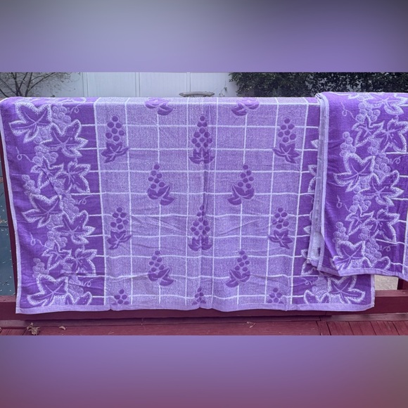 Bedding | Vintage New Purple White Grape Vine Cotton Terry Bath ...